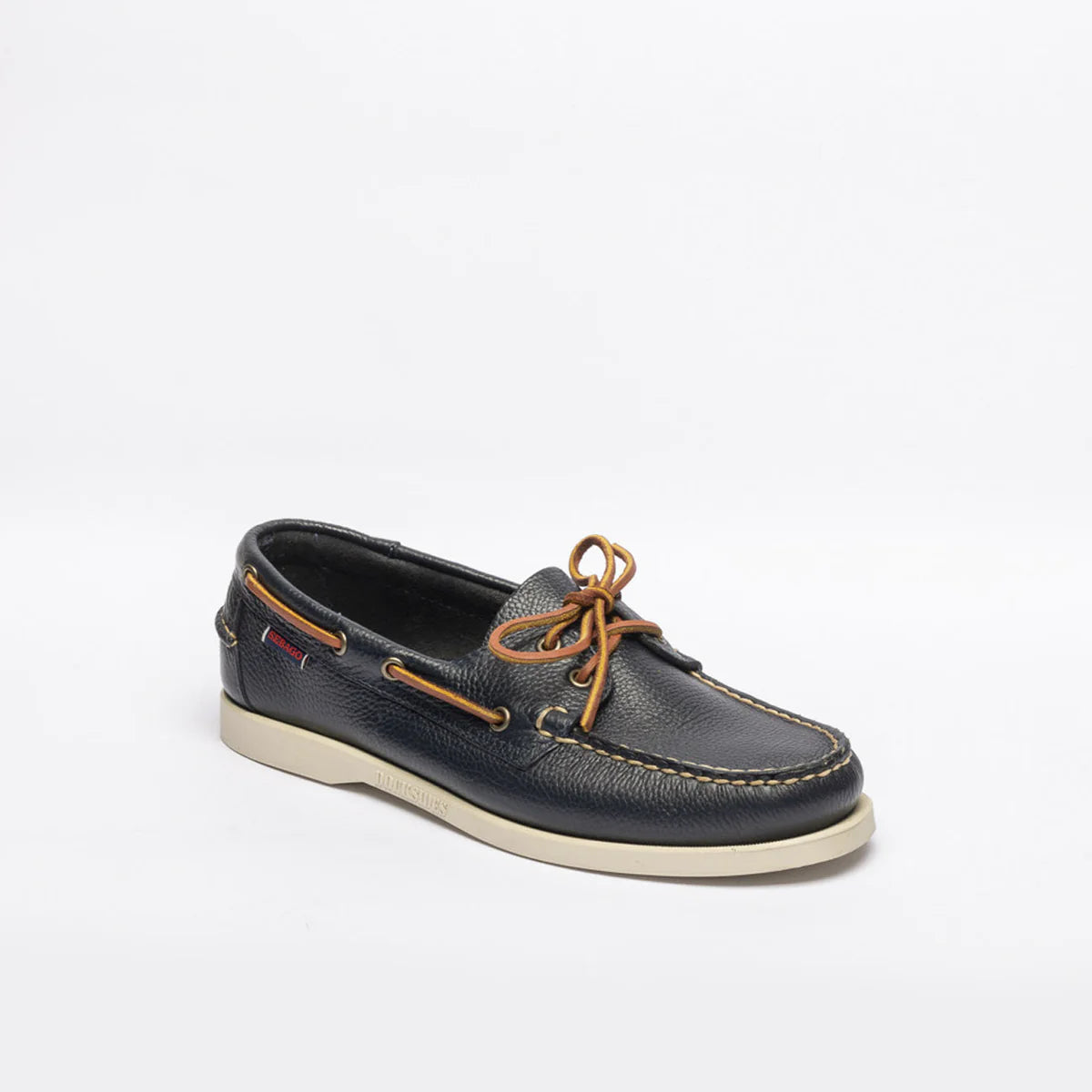 Sebago Portland boat shoes in blue grained leather (navy blue ...
