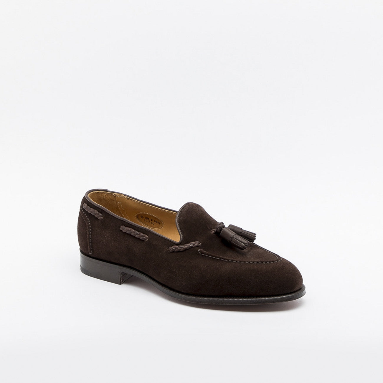 Mocassino con nappine Edward Green Belgravia in camoscio marrone ...
